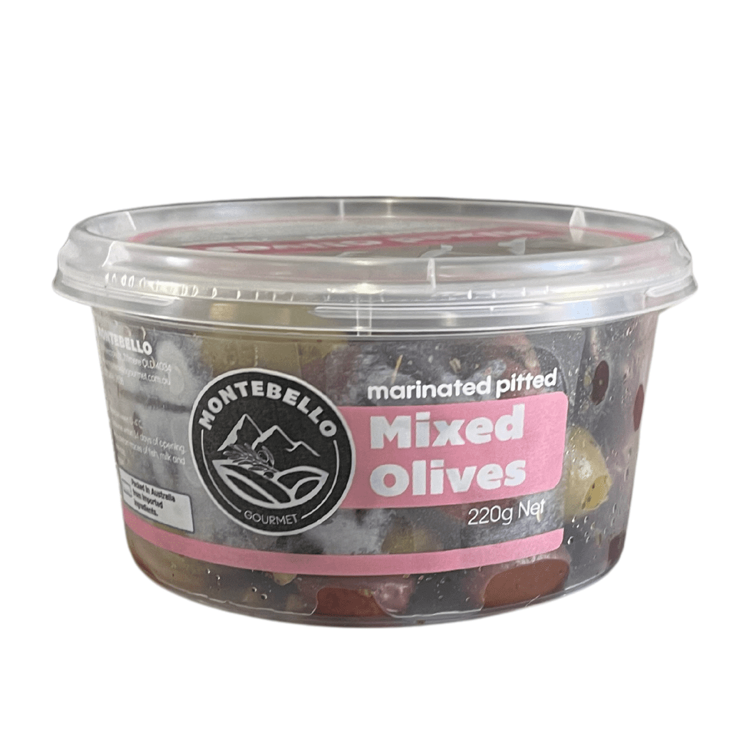 MONTEBELLO MARINATED MIXED PITTED OLIVES - Zone Fresh