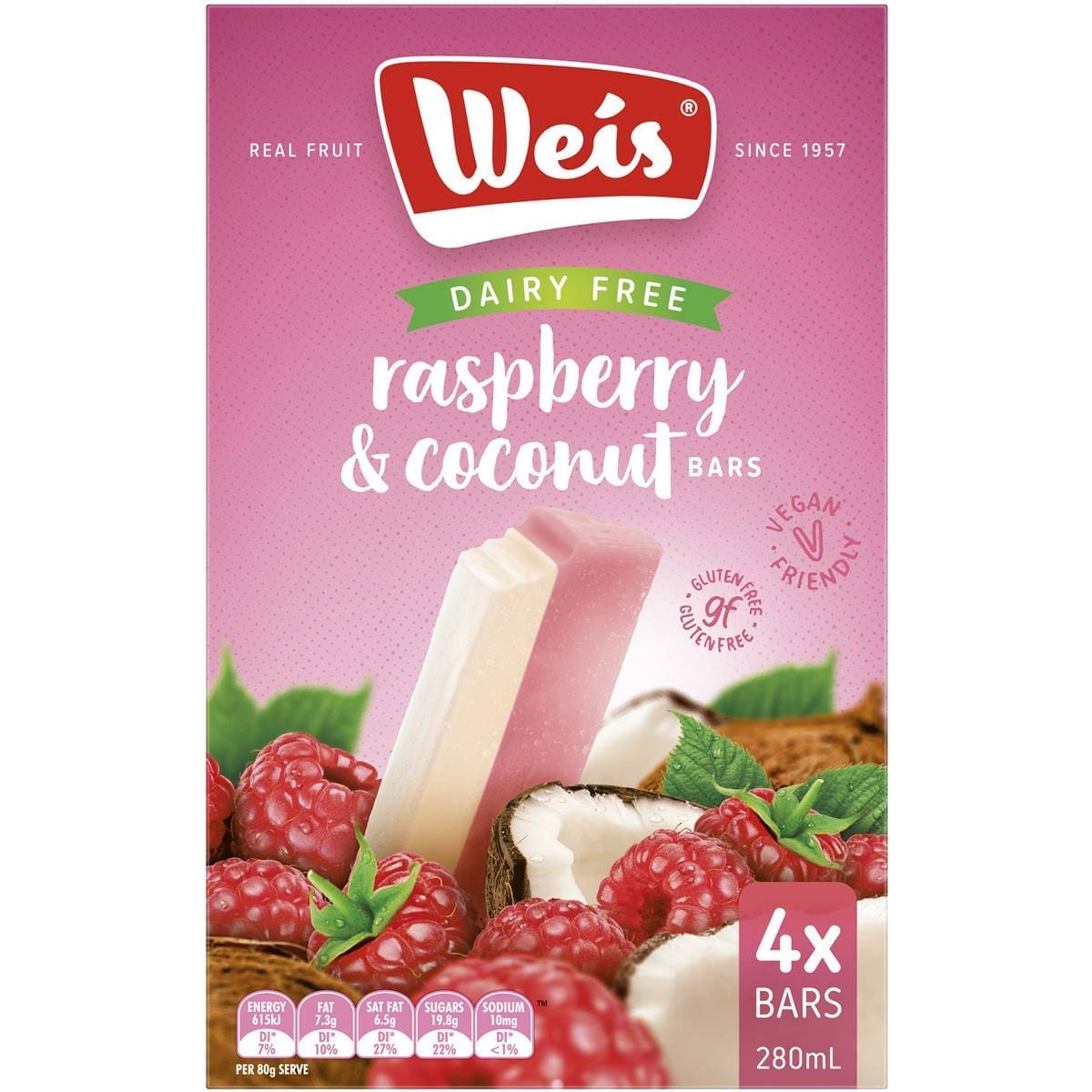 WEIS RASPBERRY & COCONUT DAIRY FREE BARS - Zone Fresh